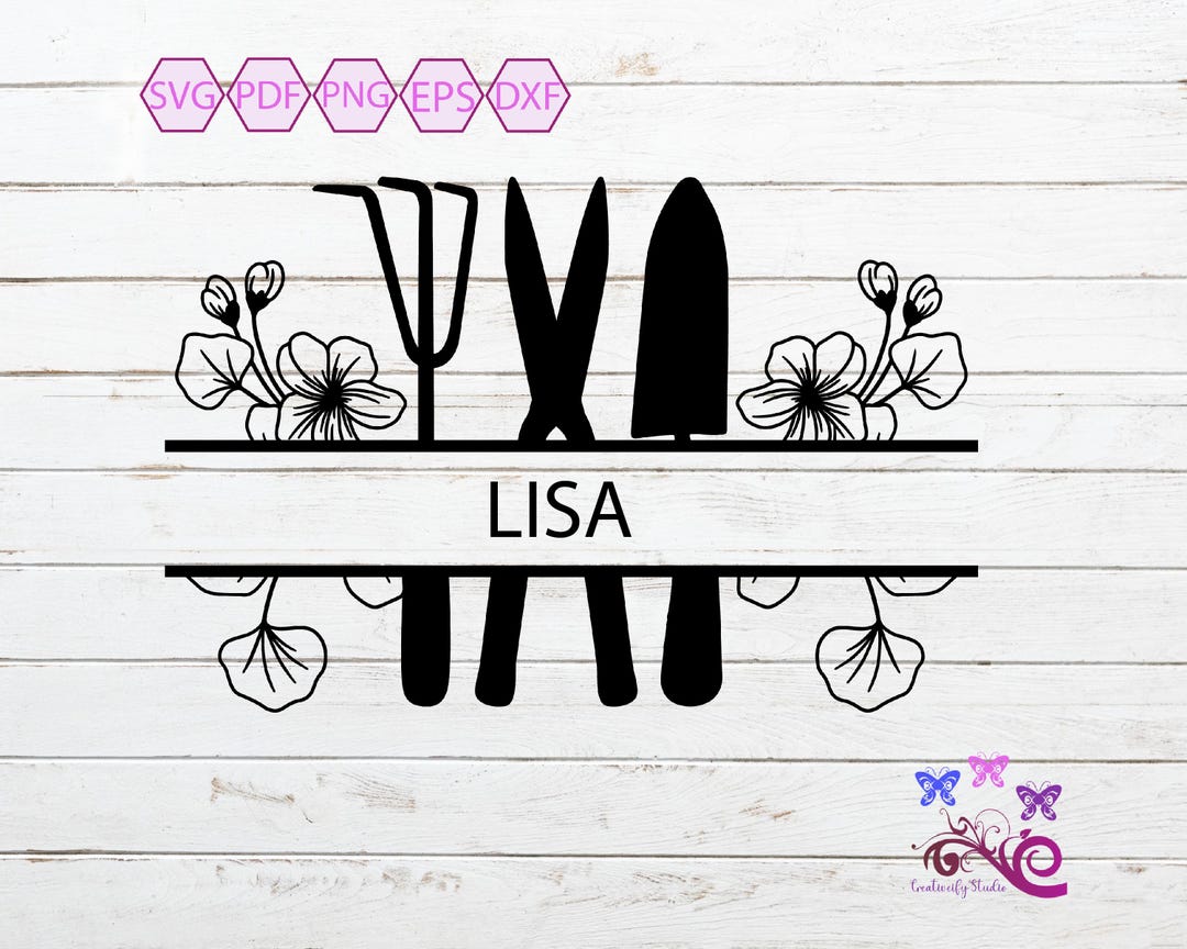 Garden Tools Monogram SVG Cut File, Garden Shears, Gardener Job, Spade ...