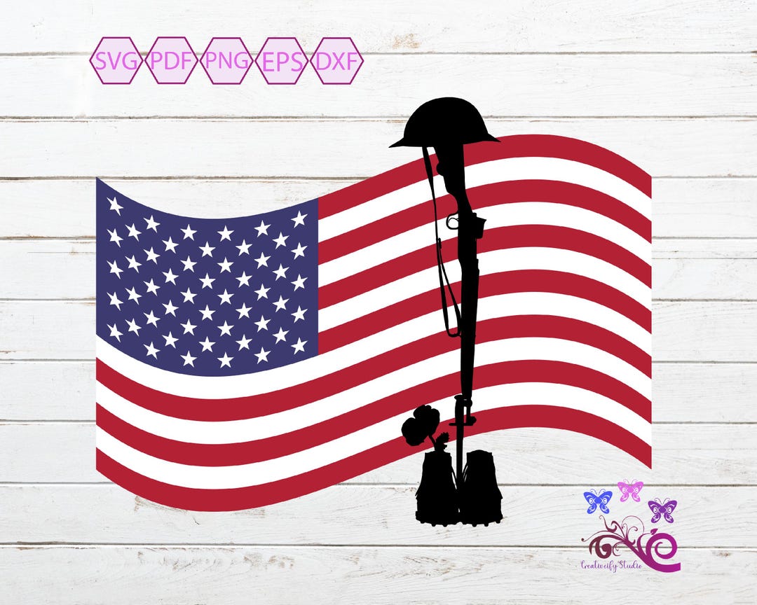 American US Flag Fallen Soldier SVG, Fallen Veteran, Proud Military, Memorial Image, Kneeling ...
