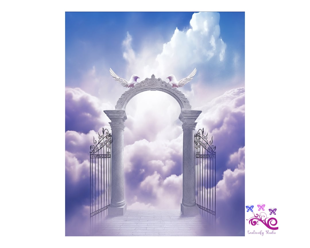 In Loving Memory PNG, Purple Heavens Gate With Clouds, Memorial ...