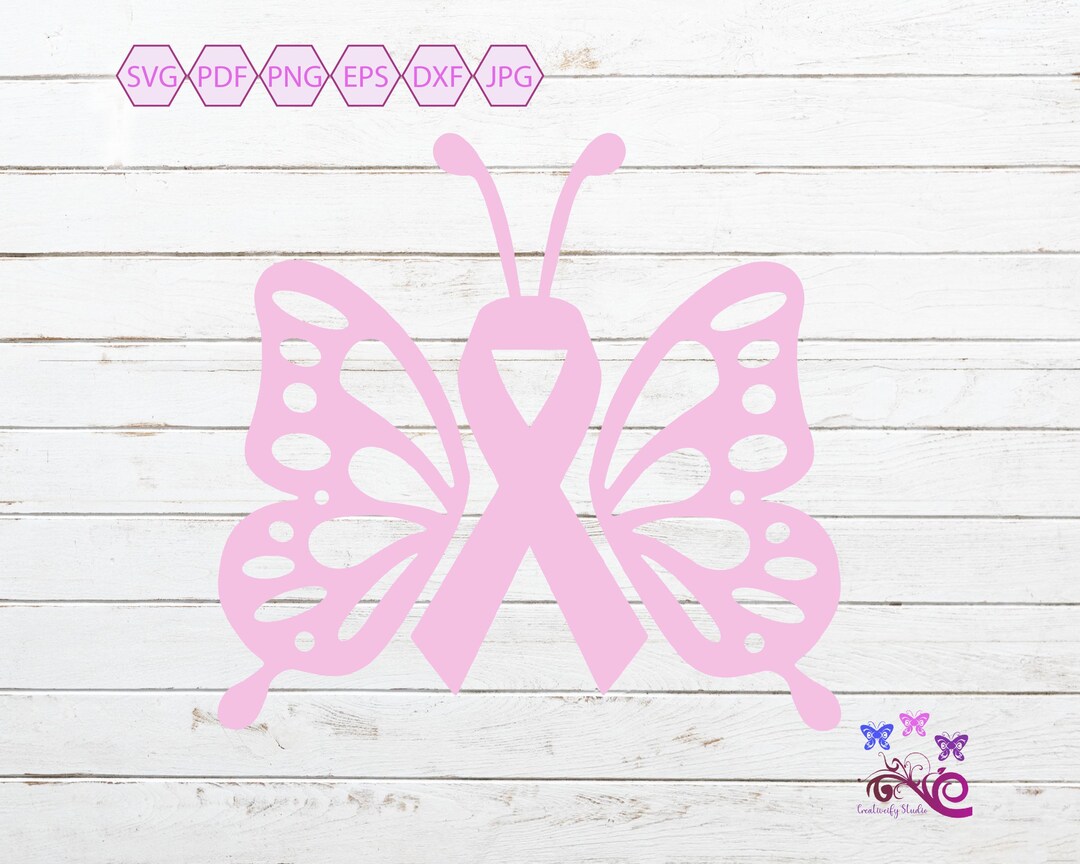 Cancer Ribbon Butterfly SVG, Hope SVG, Cancer Survivor, Breast Cancer ...