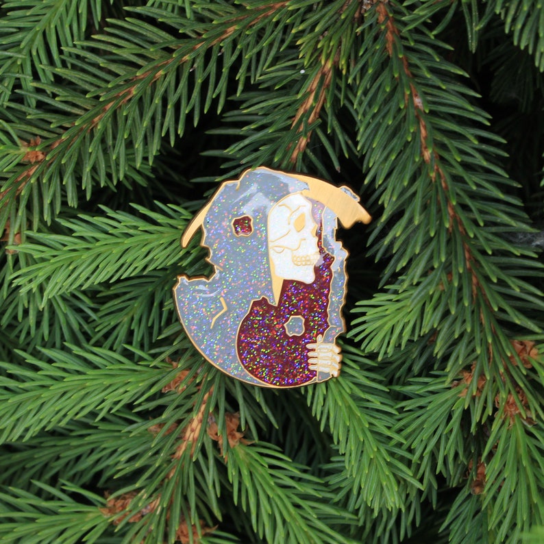 Yin Yang Grim Reaper Skull Enamel Pin - Etsy