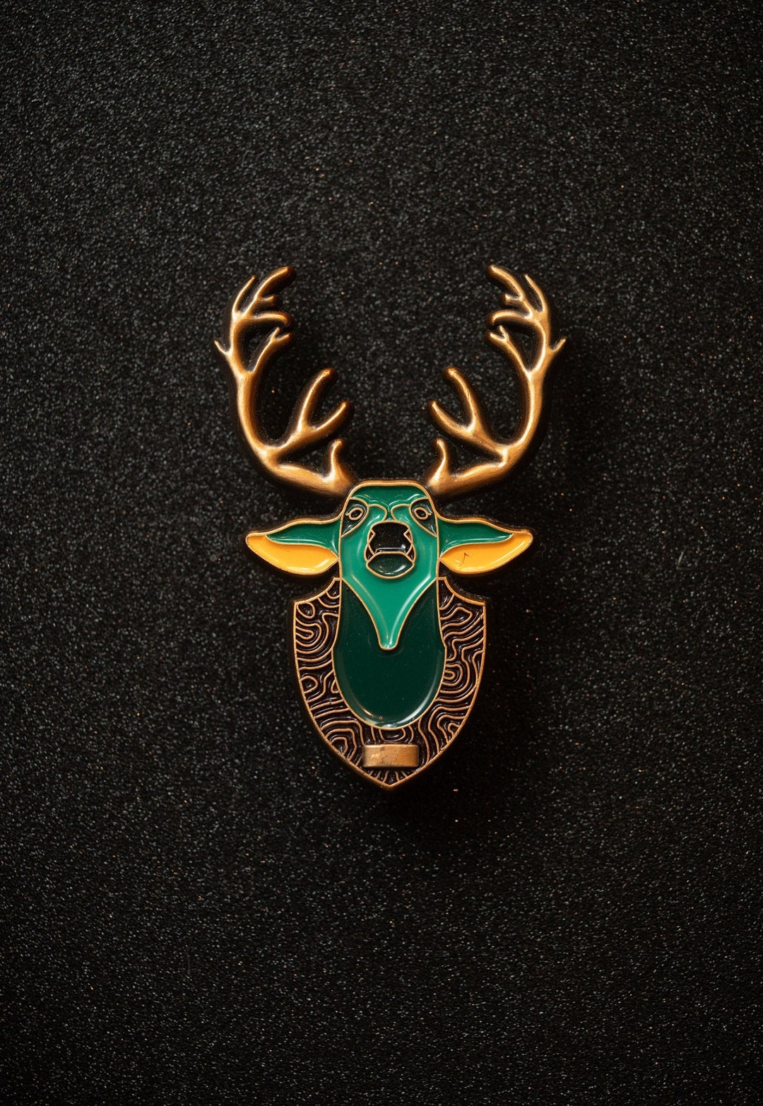 Space Glitter Taxidermy Deer Enamel Lapel Pin Antique Gold W - Etsy