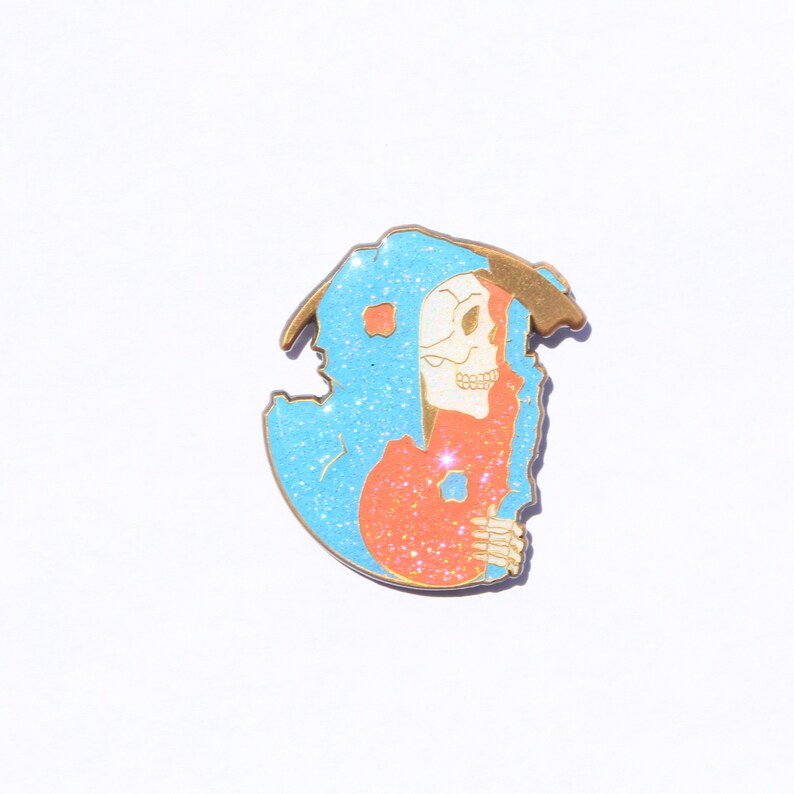 Yin Yang Grim Reaper Skull Enamel Pin - Etsy