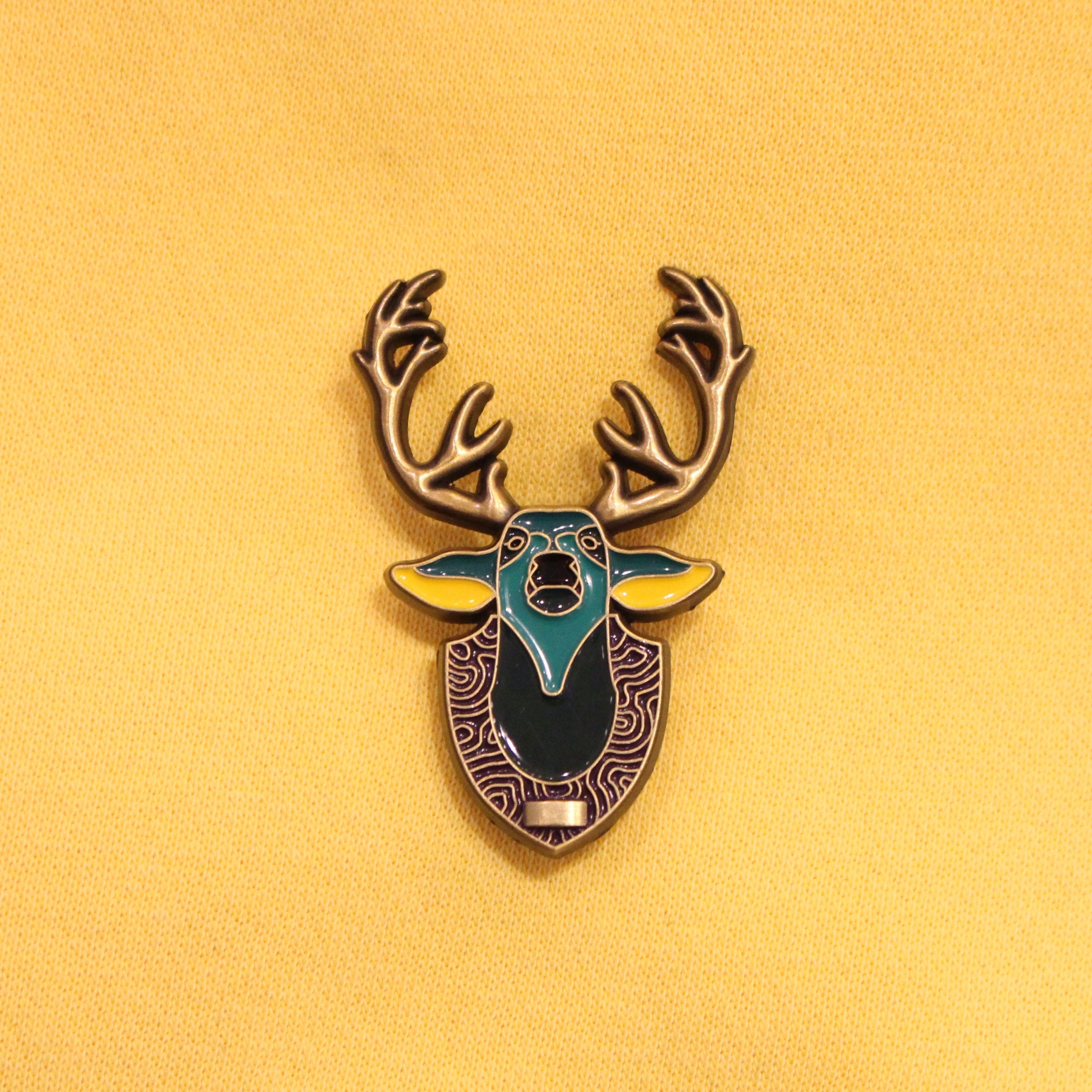 Space Glitter Taxidermy Deer Enamel Lapel Pin Antique Gold W | Etsy