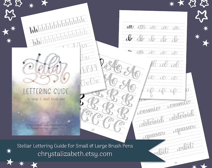 Stellar Lettering Guide – Printable Worksheets for Brush Lettering - Etsy