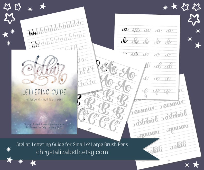 Stellar Lettering Guide – Printable Worksheets for Brush Lettering - Etsy