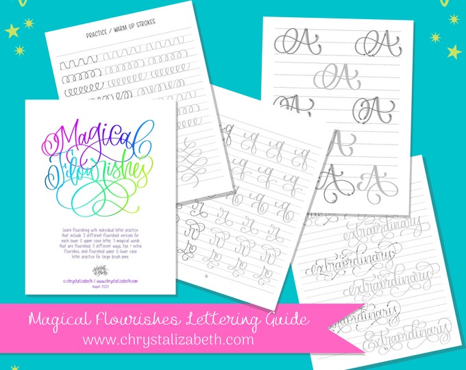 Magical Flourishes Lettering Guide – Printable Worksheets for Brush ...