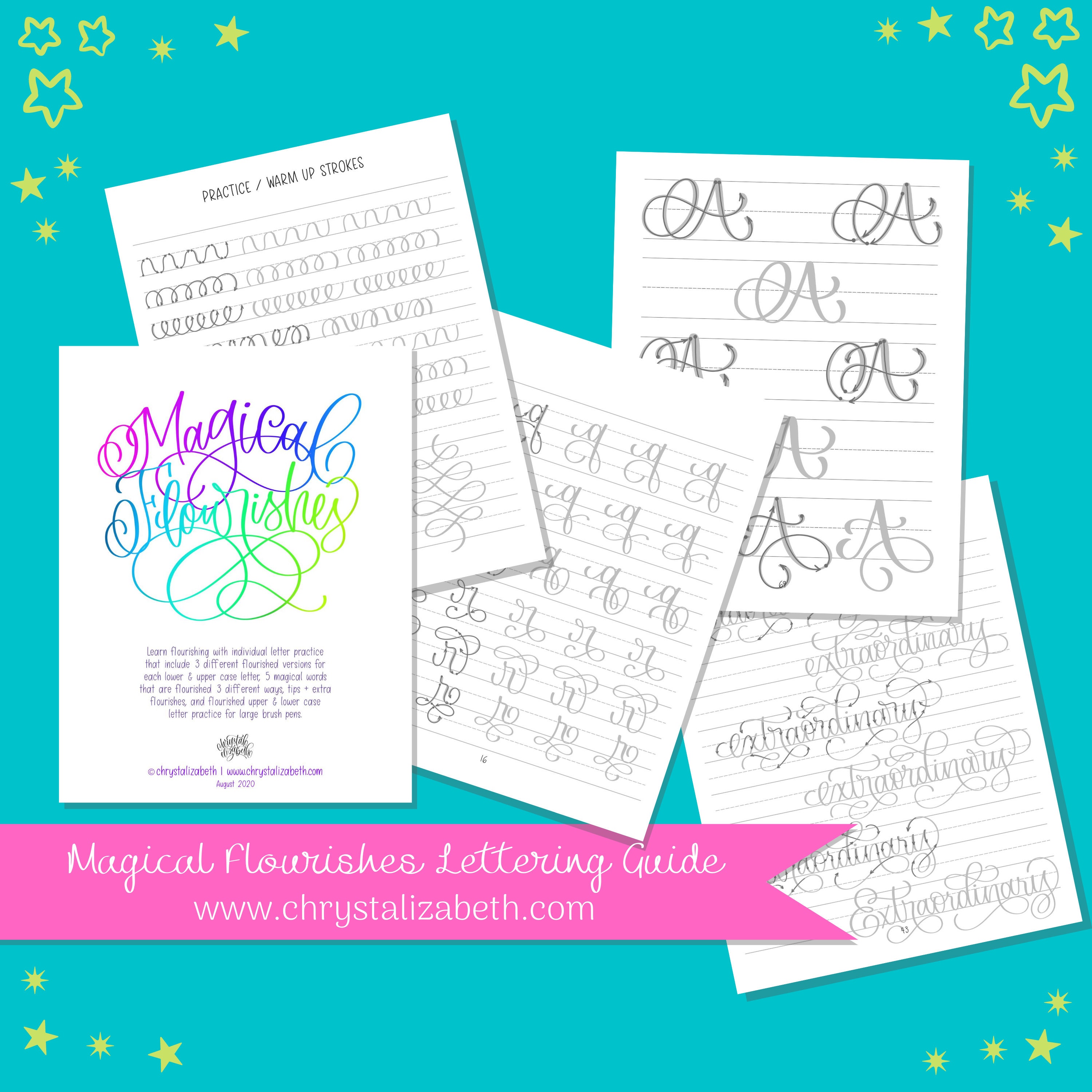 Magical Flourishes Lettering Guide – Printable Worksheets for Brush ...