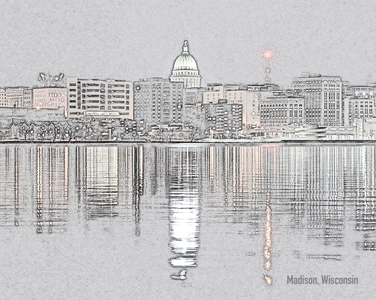 Madison Wisconsin Wall Art, Wall Decor, Capital of Wisconsin, Sketch ...