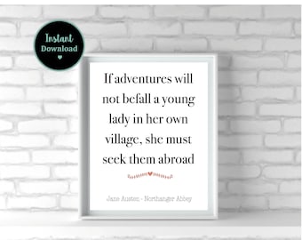 Jane Austen Printable Art Northanger Abbey Quote Gift for | Etsy