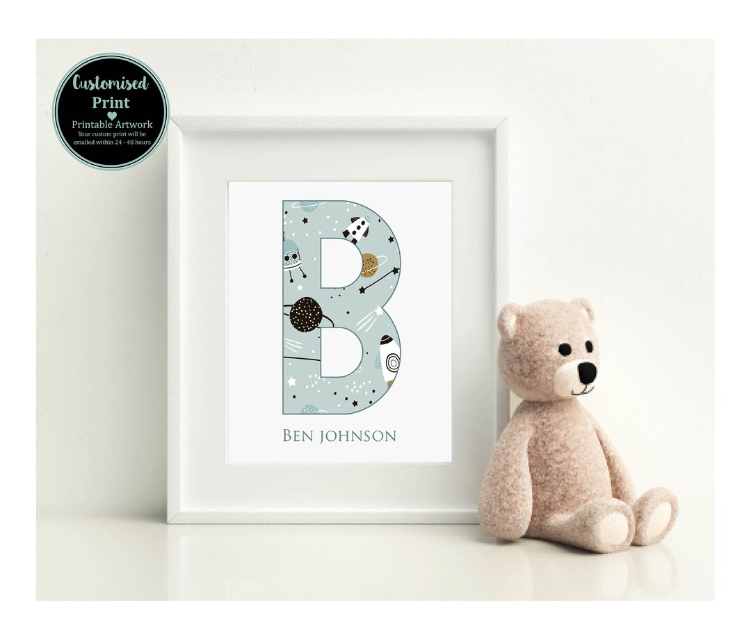 Personalised Space Nursery Wall Art | Boys Nursery Decor, Customised ...
