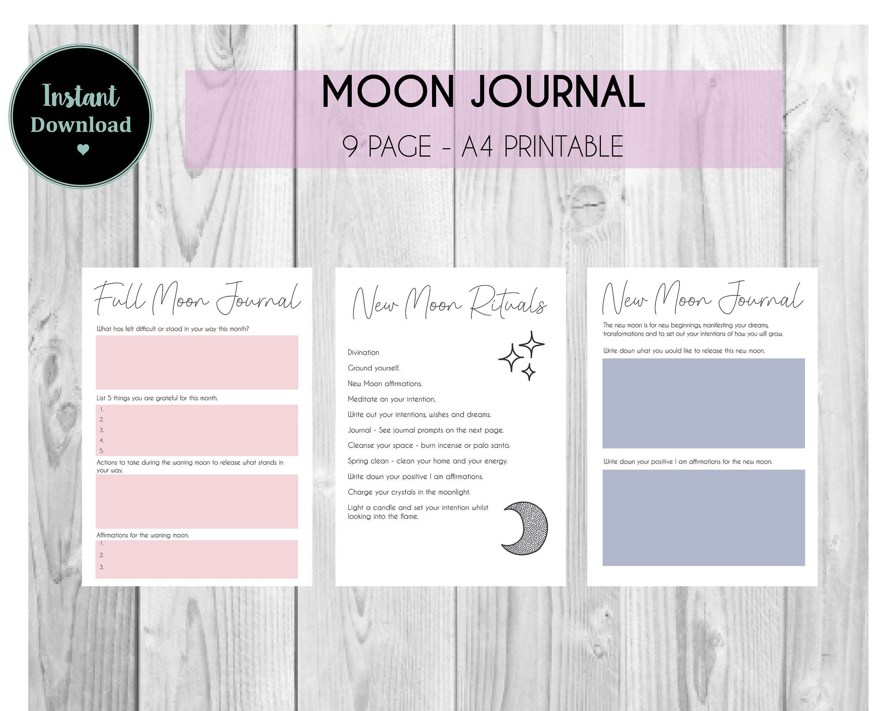 Moon Journal Moon Planner Lunar Journal Moon Phase | Etsy