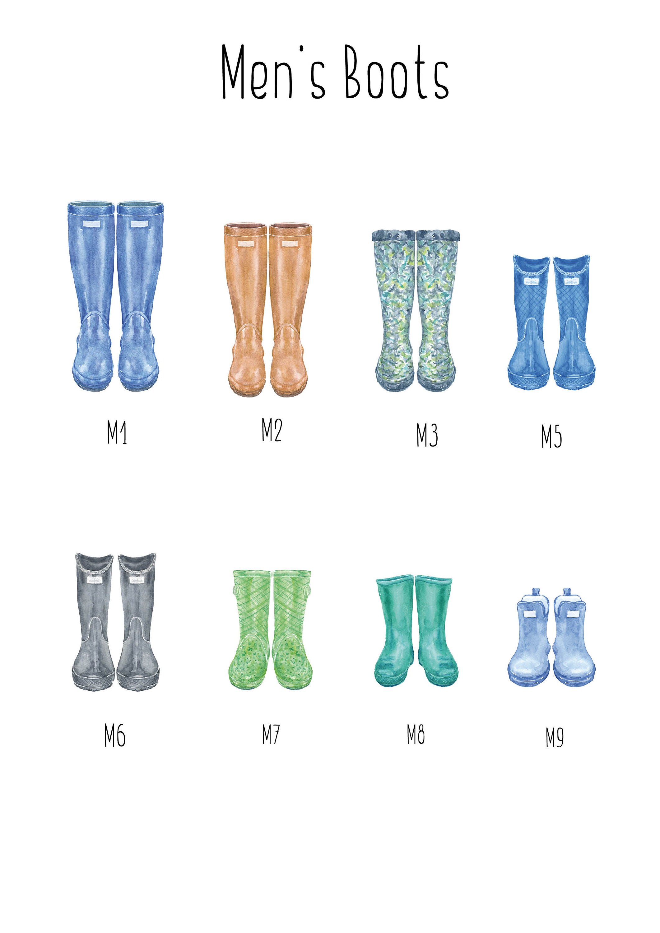 Family Welly Boot Print Custom Welly Boot Family - Etsy