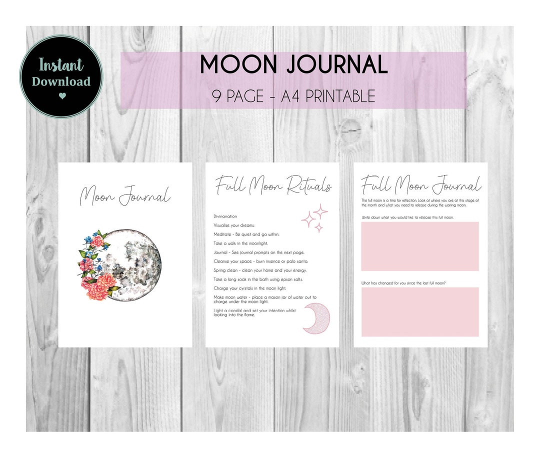Moon Journal | Moon Planner| Lunar Journal | Moon Phase Printable ...