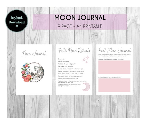 Moon Journal Moon Planner Lunar Journal Moon Phase | Etsy