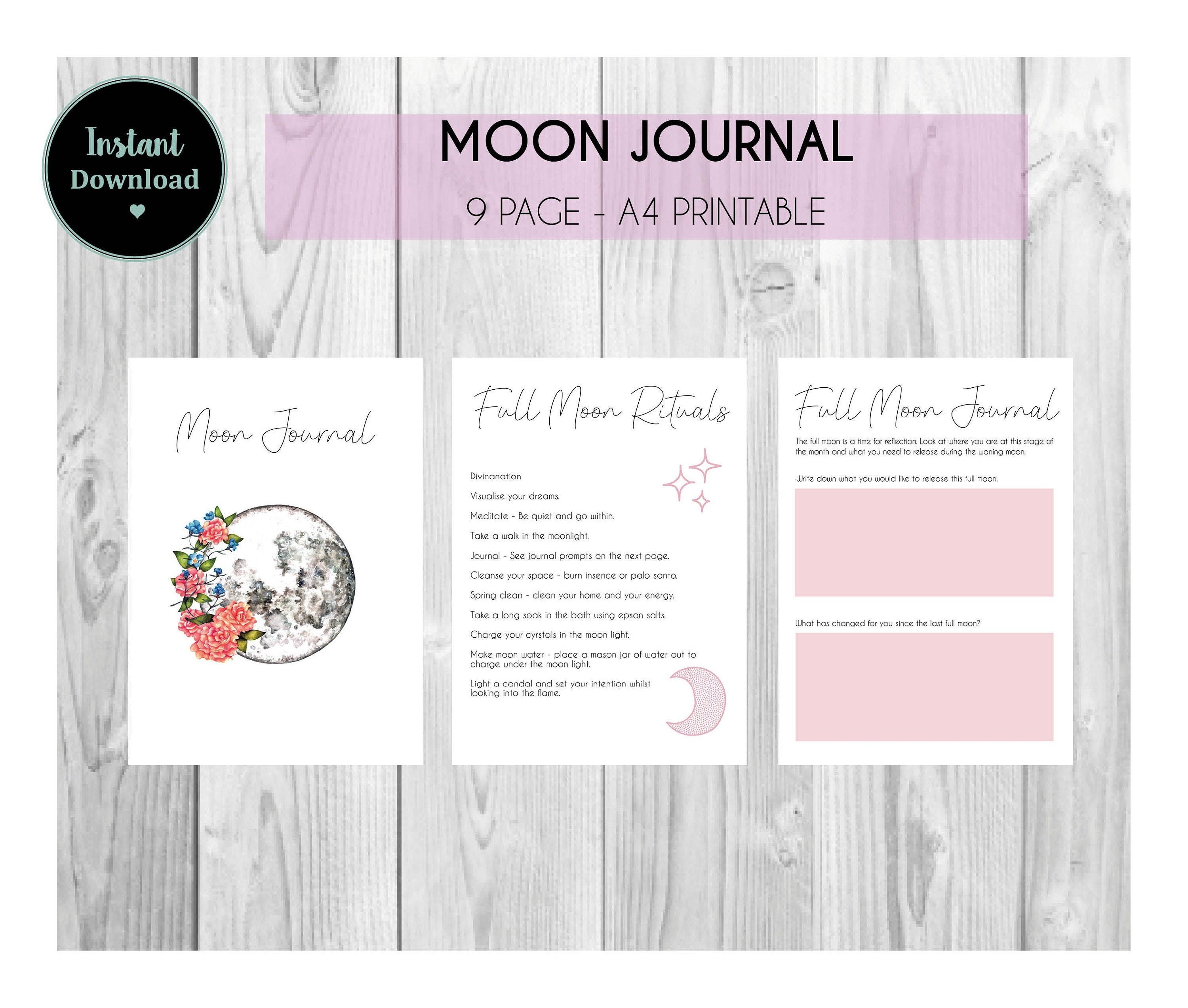 Moon Journal Moon Planner Lunar Journal Moon Phase | Etsy