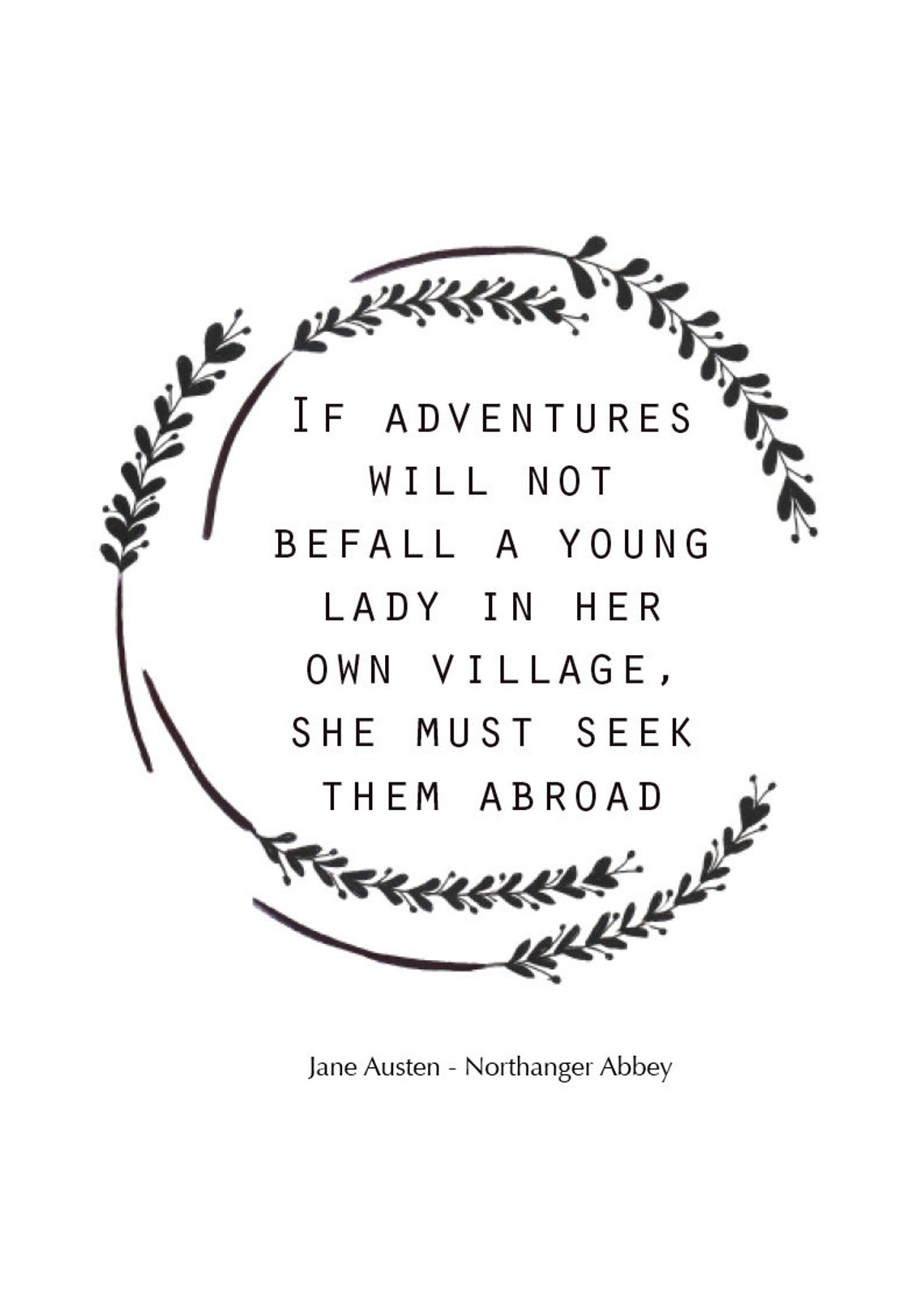 Jane Austen Printable Art Northanger Abbey Quote Gift for | Etsy