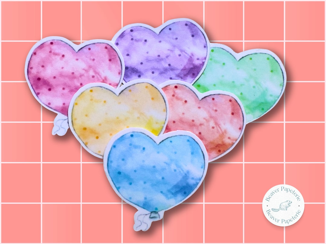 Watercolor Balloons Stickers Pack Cute Decals in Blue, Yellow, Green ...