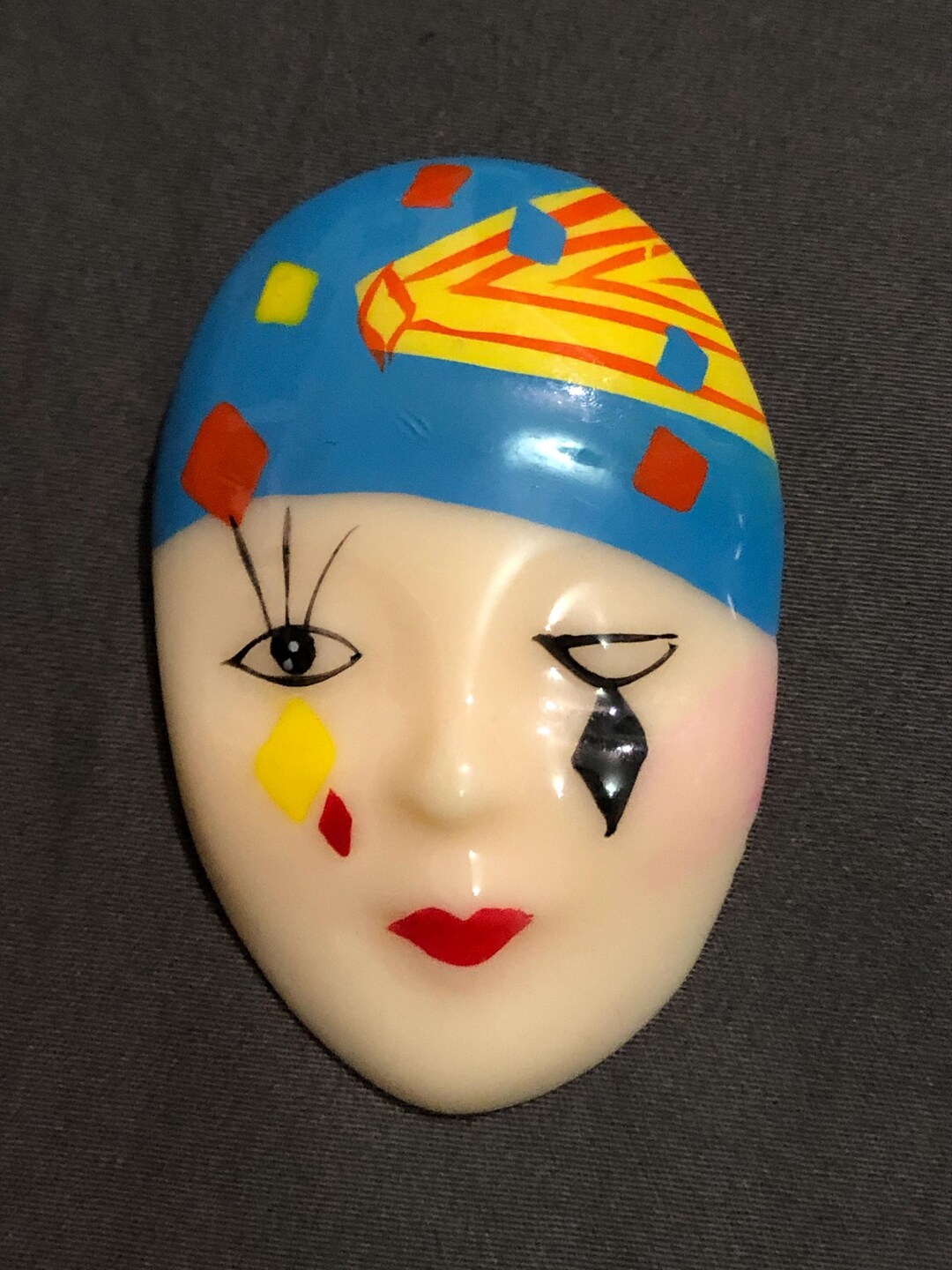 Vintage Late 70s Early 80s Rare Hand Painted New Wave MIME Clown Face ...