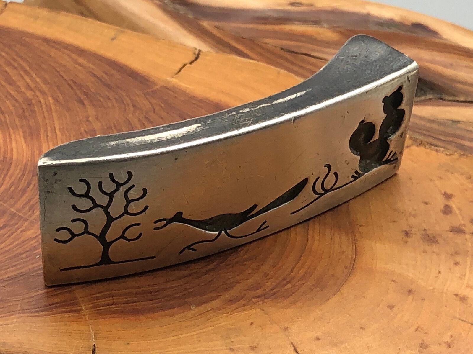 Vintage Old NATIVE AMERICAN HOPI Sterling Silver Overlay Slim Road ...