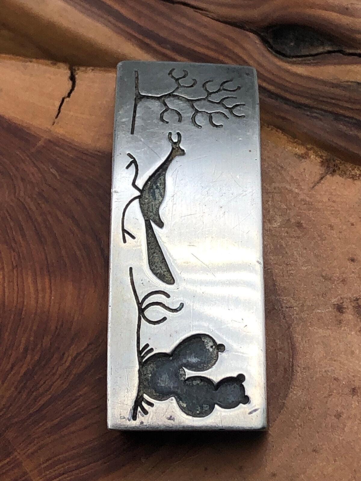 Vintage Old NATIVE AMERICAN HOPI Sterling Silver Overlay Slim Road ...