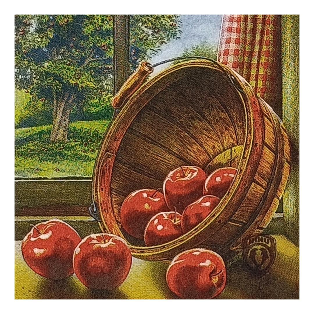 Apples & Basket, Paper Napkin for Decoupage, Mixed Media, Journaling ...