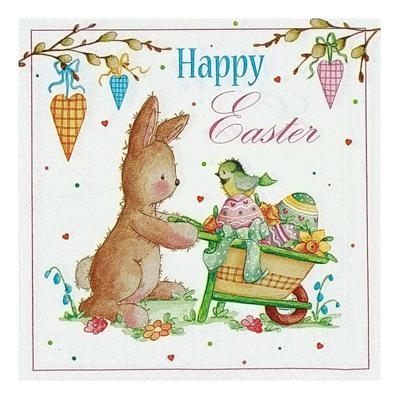Easter Bunny Paper Napkin for Decoupage, Mixed Media, Journaling ...