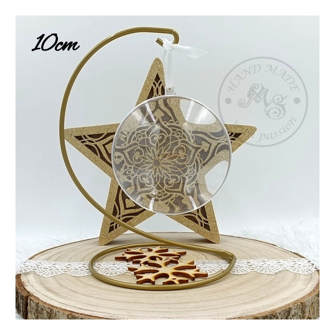 DIY Medallion Christmas Ornament, Clear Plastic Fillable Bauble (10cm ...