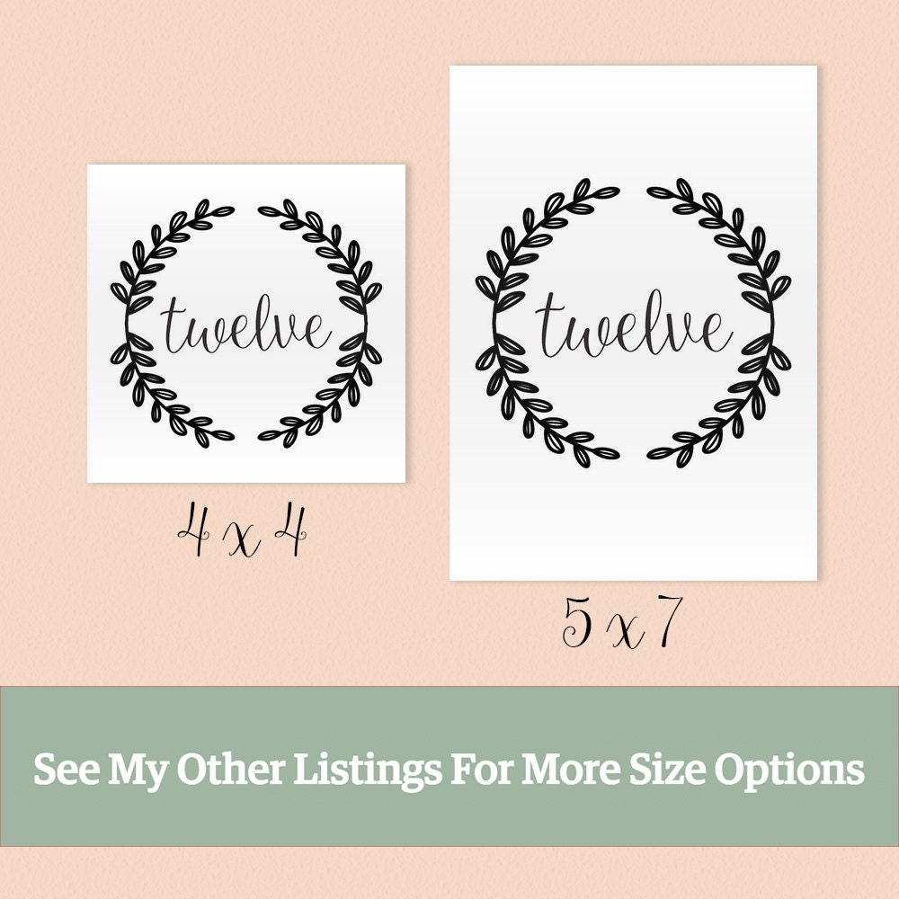 Floral Wreath Wedding Table Numbers in 1-20 Size 4 X 4 - Etsy