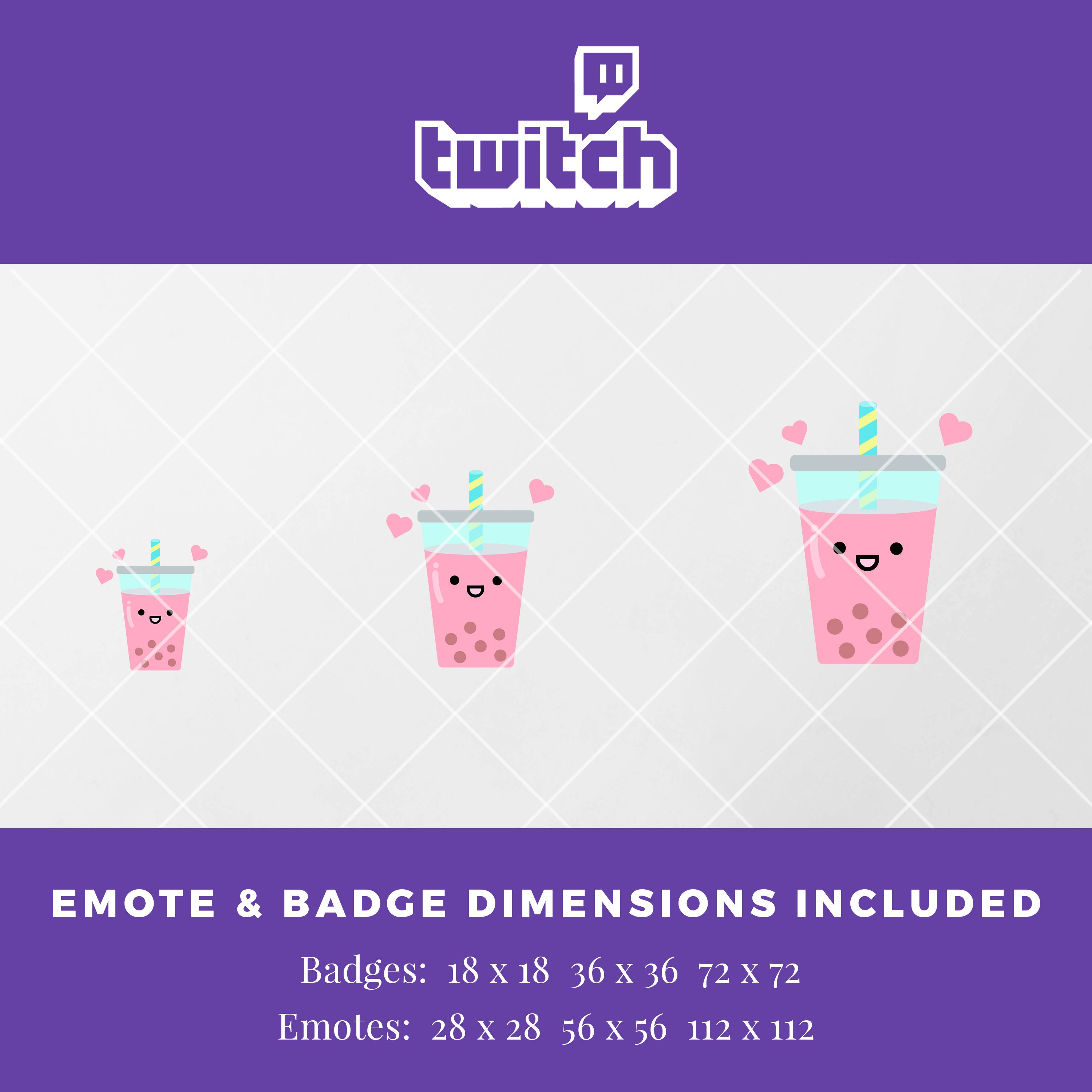 Twitch Emotes Cheer Bit & Subscriber Badges Bubble Tea - Etsy