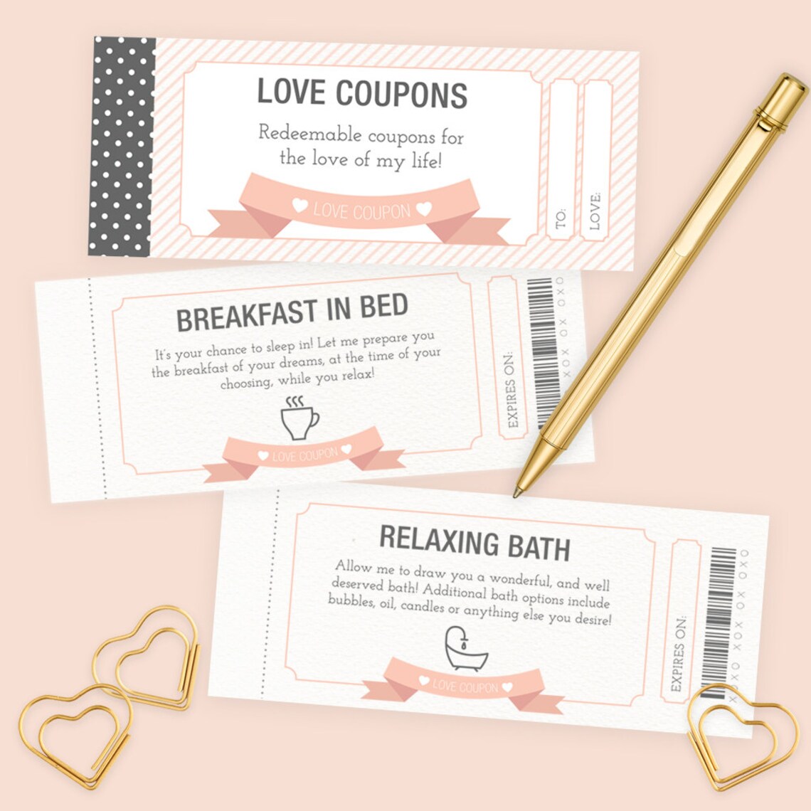 Love Coupons Pink and Blue Theme Instant Printable | Etsy