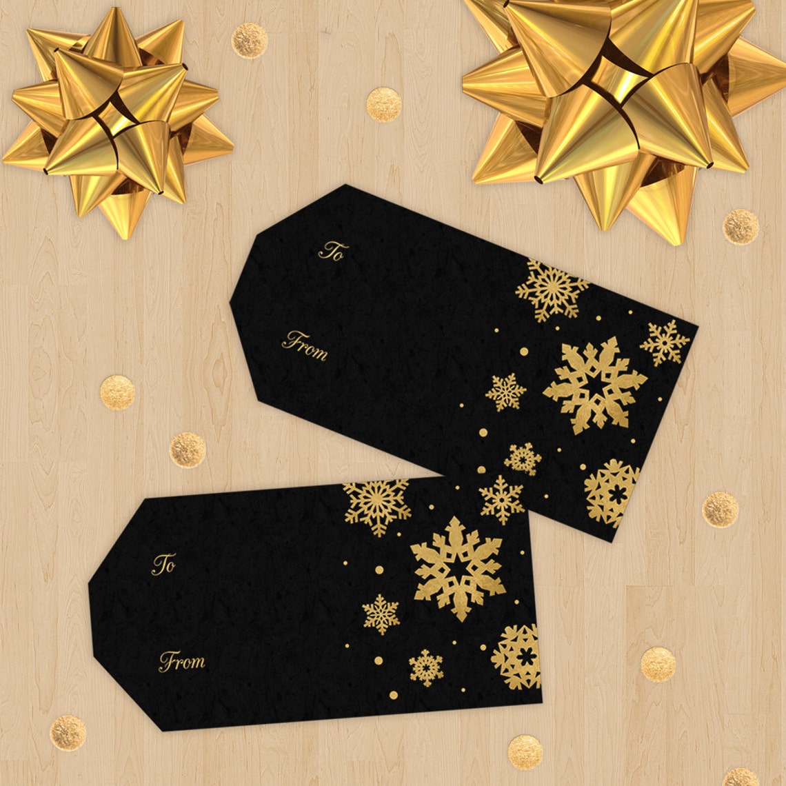 Holiday DIY Gift Tags Printable Black and Gold Foil Theme Instant ...