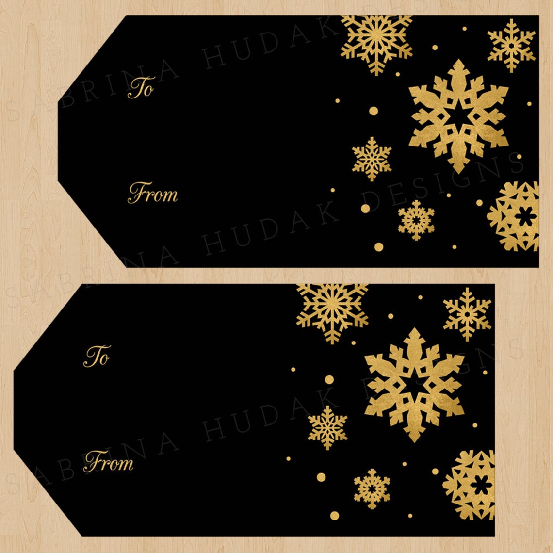 Holiday DIY Gift Tags Printable Black and Gold Foil Theme Instant ...