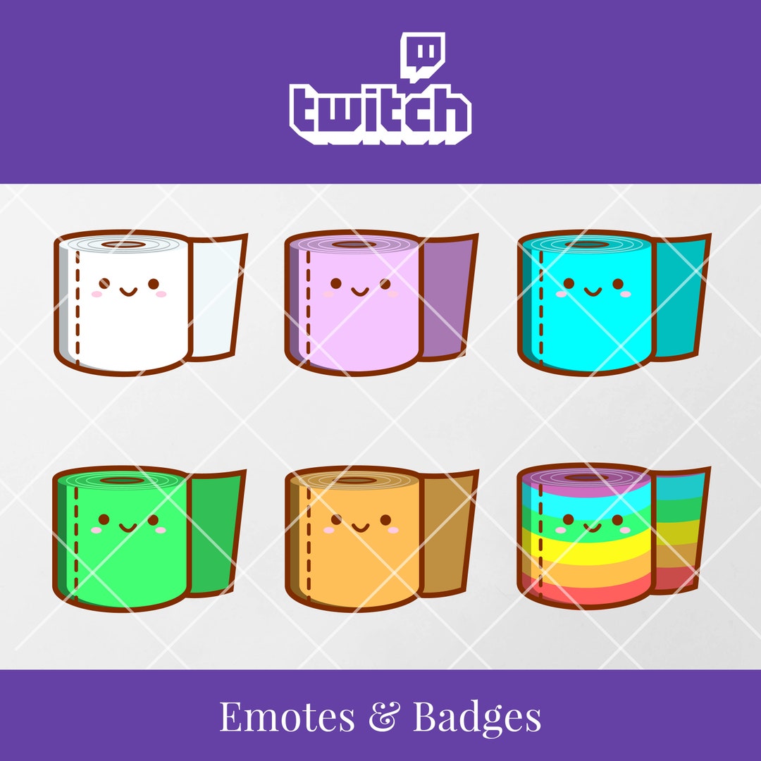 Twitch Emotes, Cheer Bit & Subscriber Badges Toilet Paper Theme Instant ...