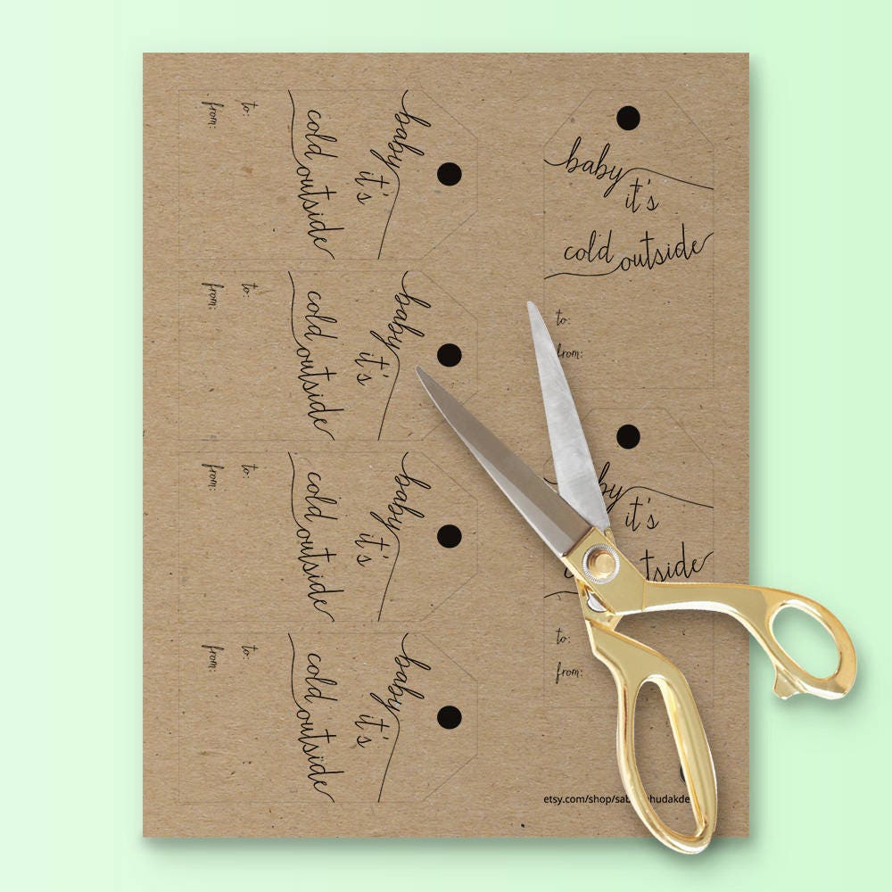Holiday DIY Gift Tags Baby It's Cold Outside Instant Printable Download ...