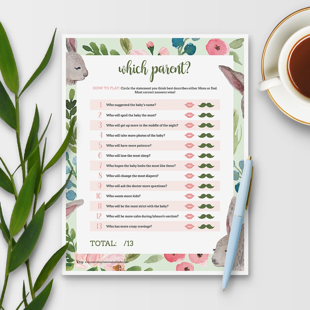 Which Parent Trivia Game for Bridal Shower - Whimsical Theme - Instant ...