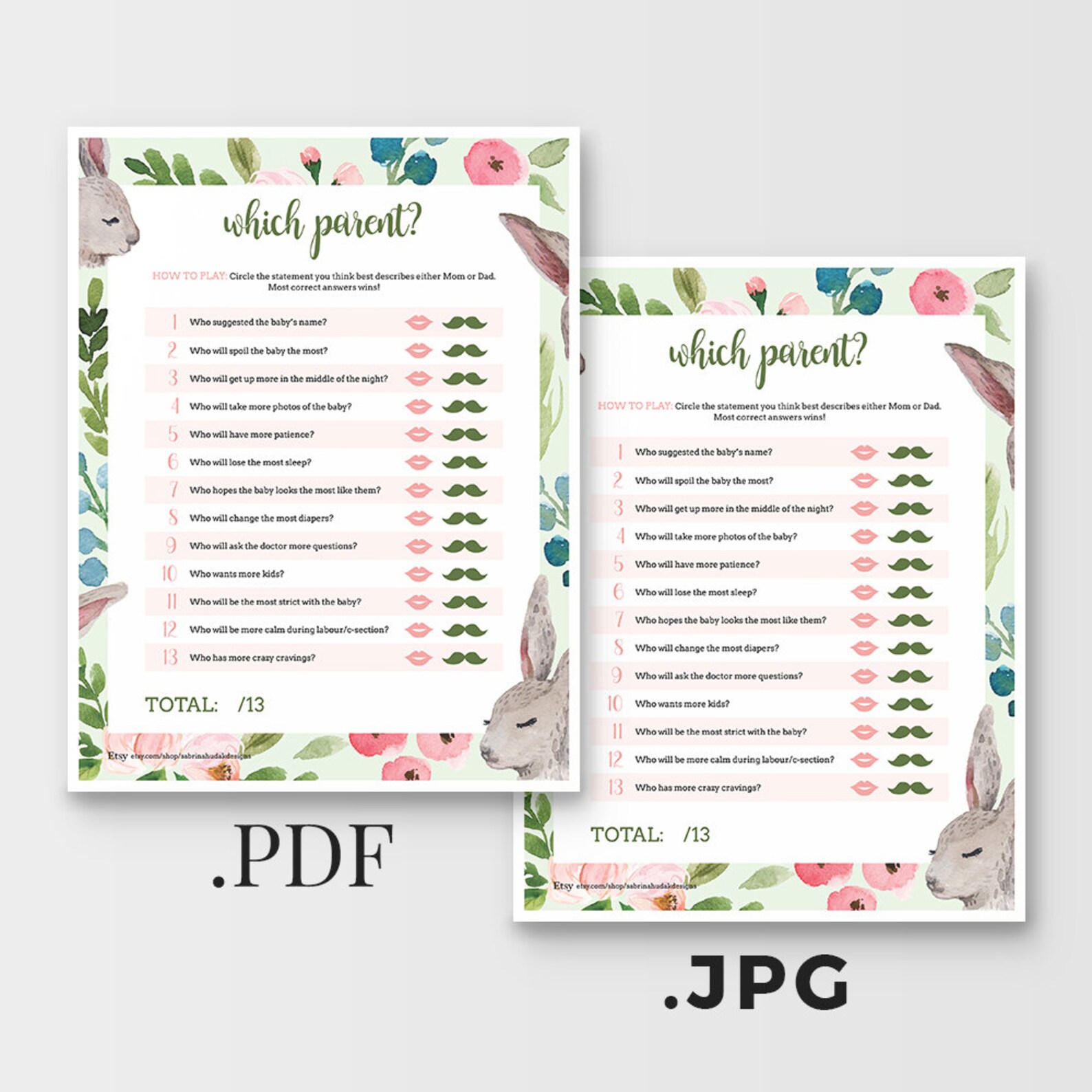 Which Parent Trivia Game for Bridal Shower Whimsical Theme - Etsy
