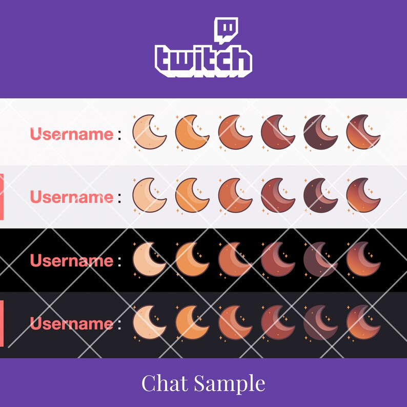 Twitch Emotes, Cheer Bit & Subscriber Badges Moons Instant Download - Etsy