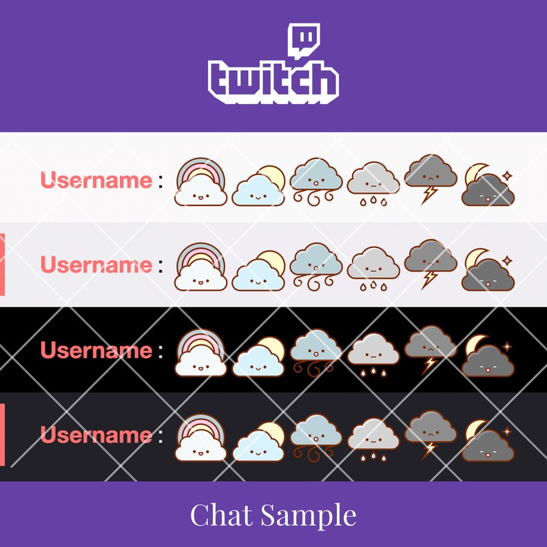 Twitch Emotes Cheer Bit & Subscriber Badges Cloud Theme - Etsy Canada