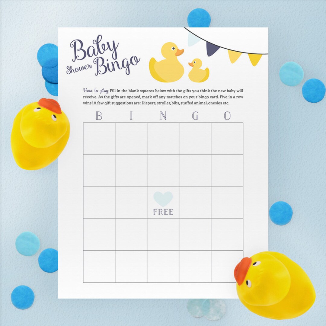 Bingo Game for Baby Shower - Rubber Duck Theme - Instant Printable ...