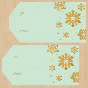 Holiday DIY Gift Tags Printable Mint Green and Gold Foil Theme Instant ...