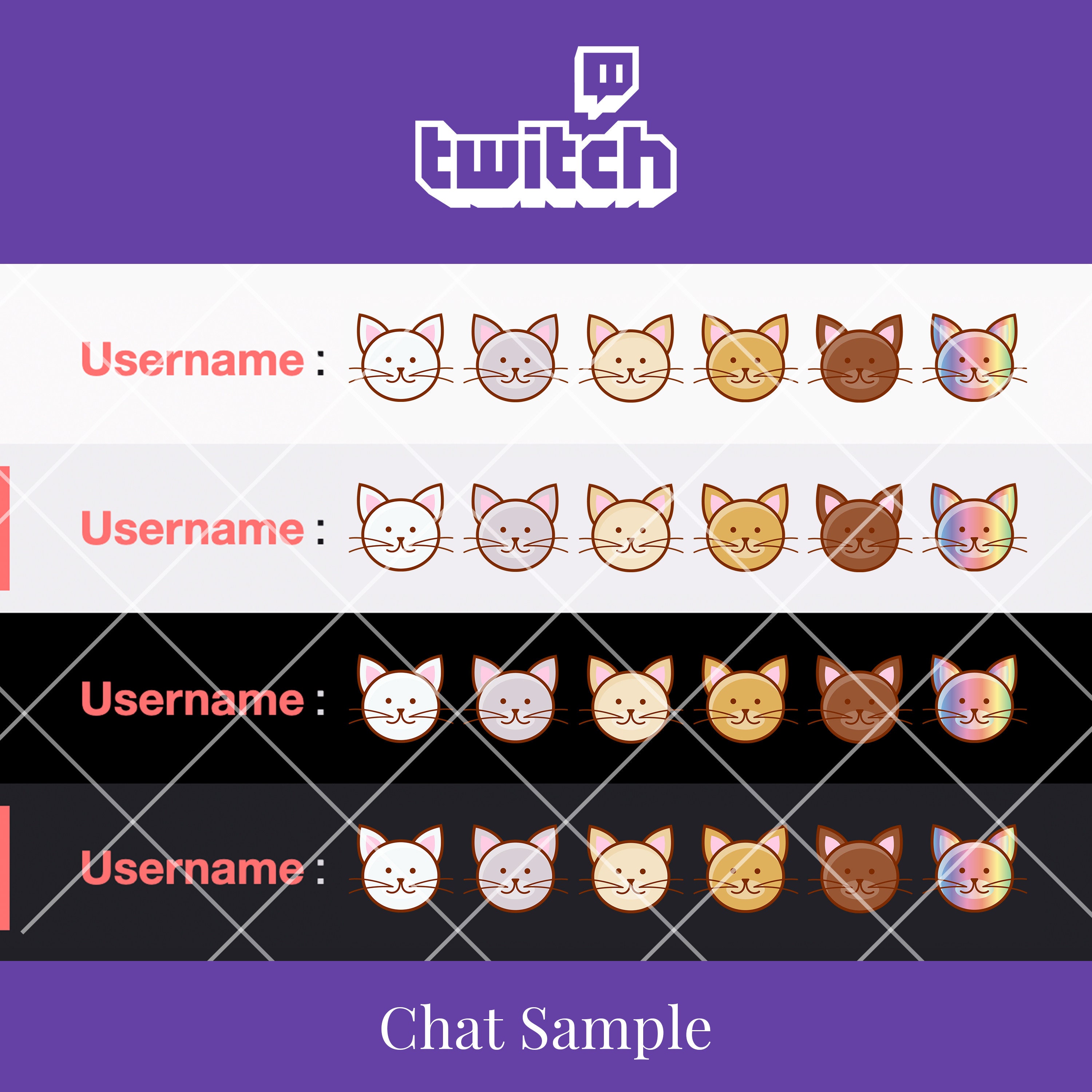 Twitch Emotes, Cheer Bit & Subscriber Badges Cat Theme Instant Download ...