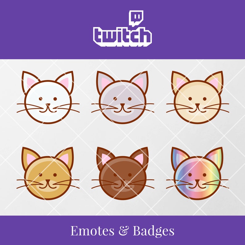 Twitch Emotes Cheer Bit & Subscriber Badges Cat Theme | Etsy