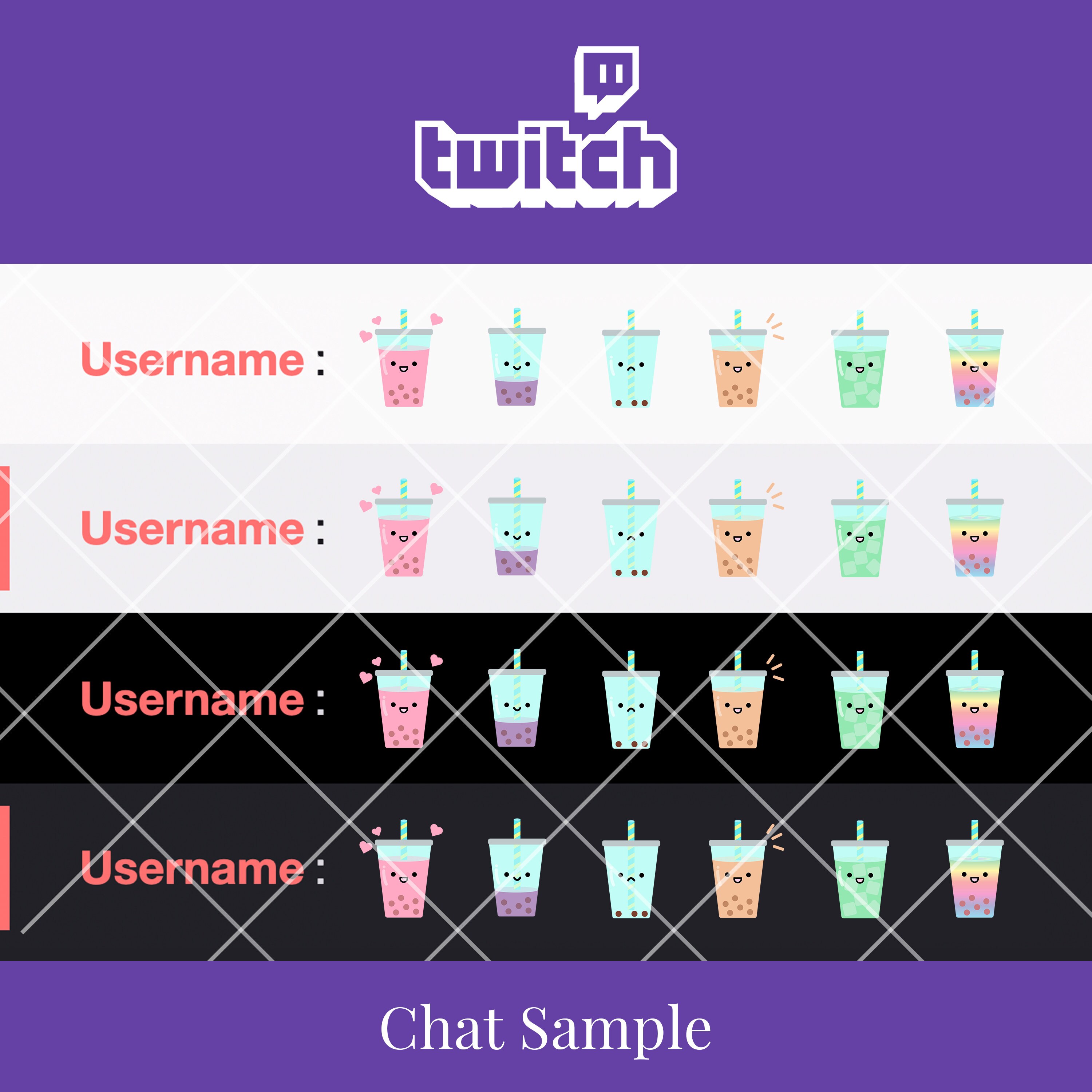 Twitch Emotes Cheer Bit & Subscriber Badges Bubble Tea - Etsy