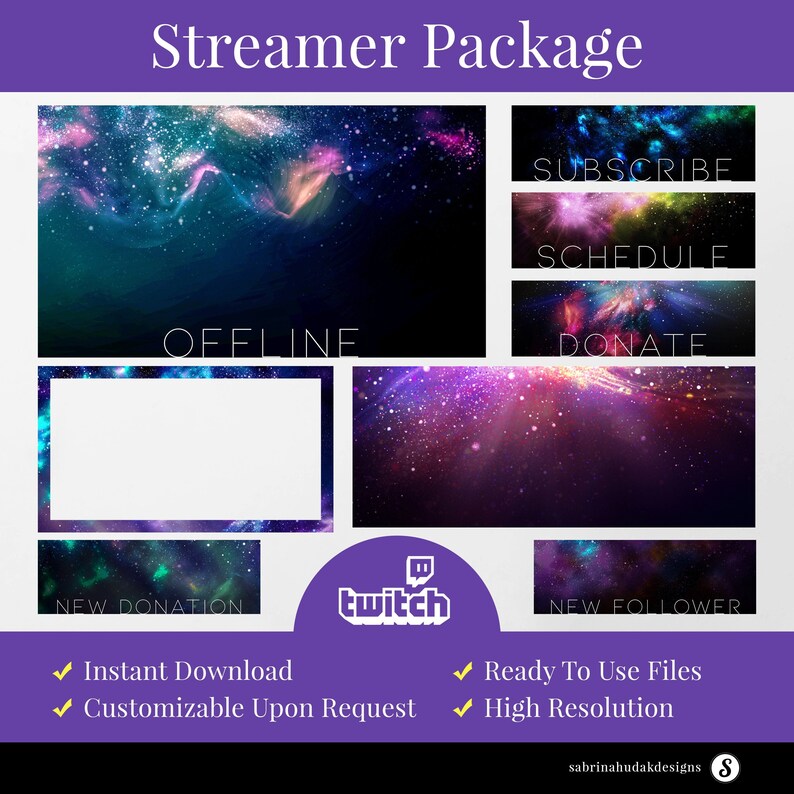 Twitch Channel Panels Nebula Space Theme Instant Download - Etsy