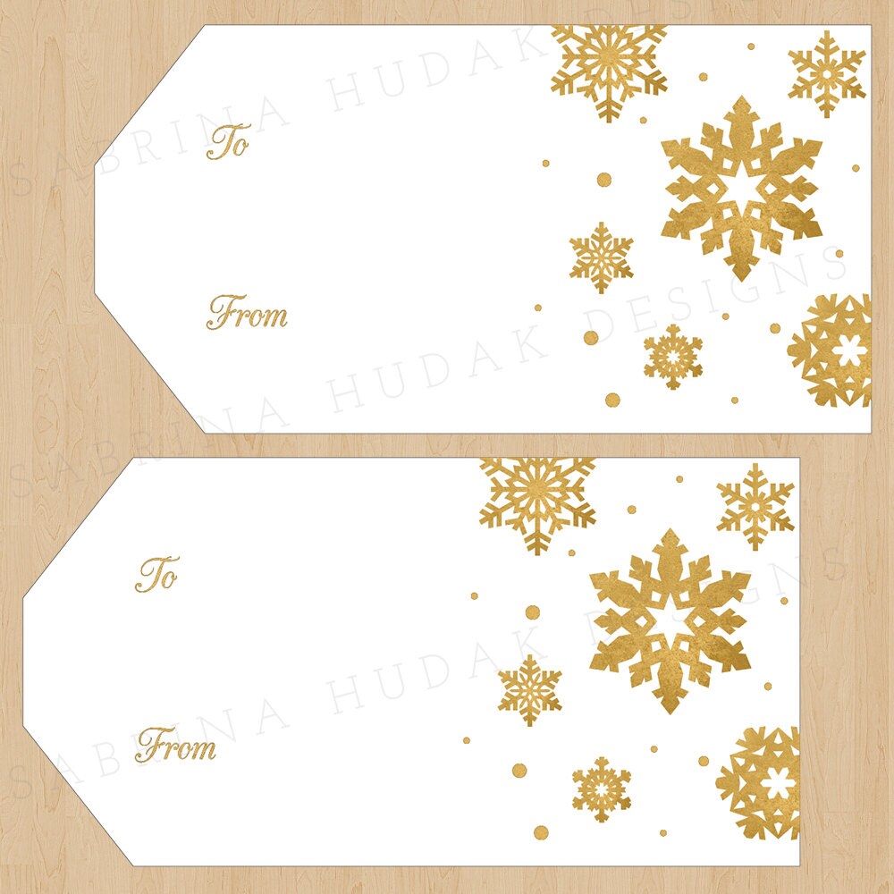 Holiday DIY Gift Tags Printable White and Gold Foil Theme - Etsy