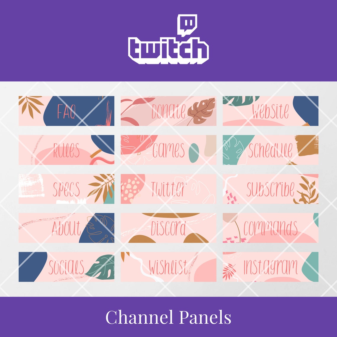 Twitch Channel Panels Modern Tropical Instant Download - Etsy