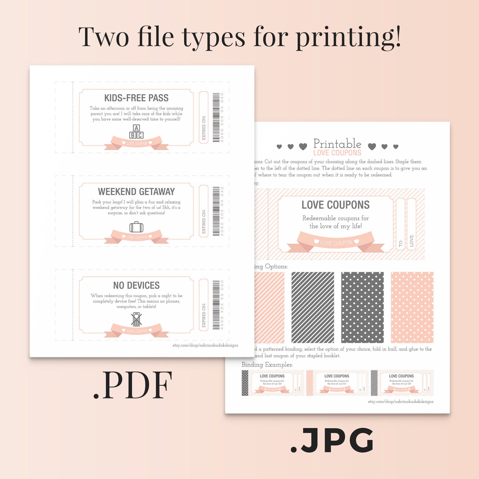 Love Coupons Pink and Blue Theme Instant Printable Download (Download ...