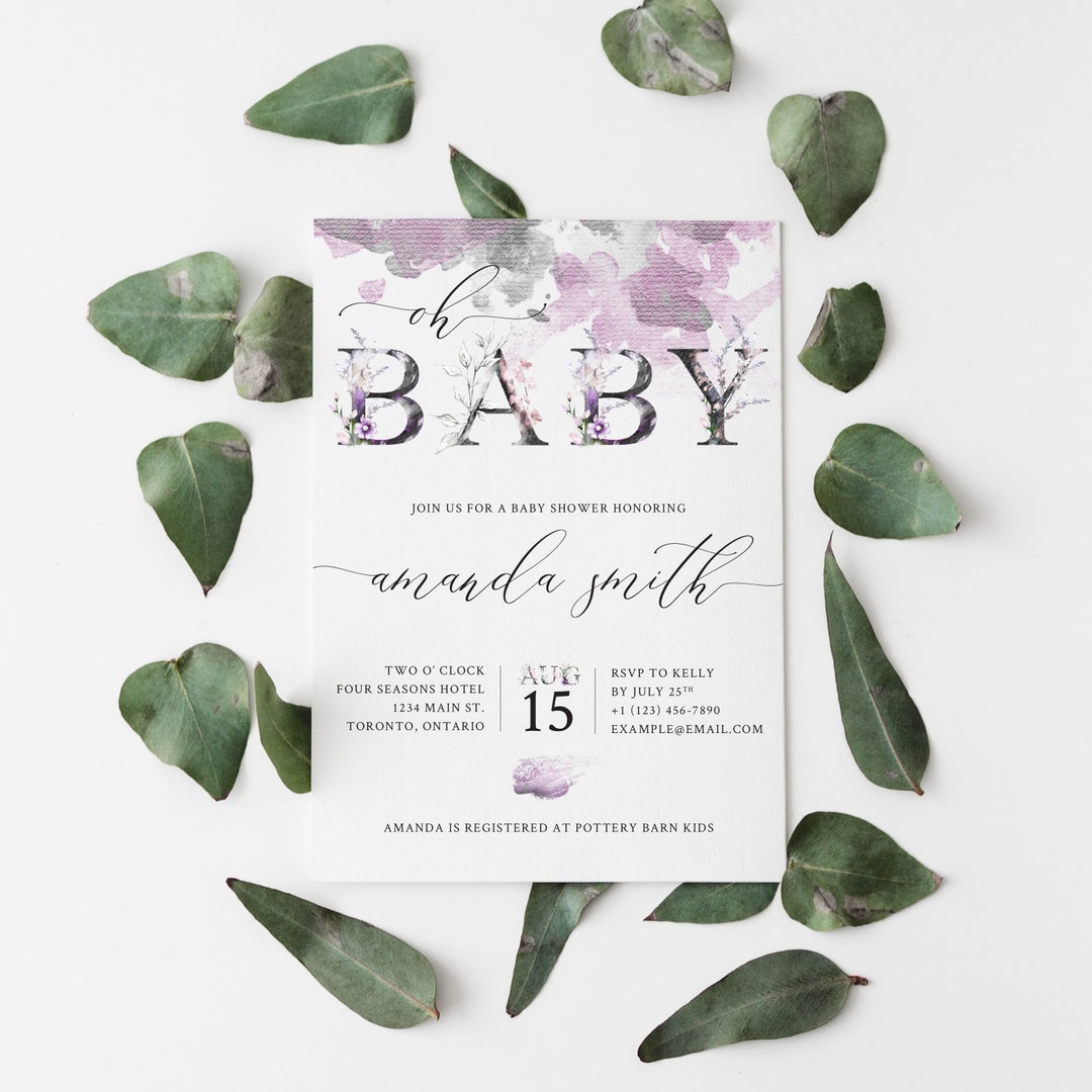 Customize Your Own Baby Shower Invitation 5 X 7 Watercolour Floral ...