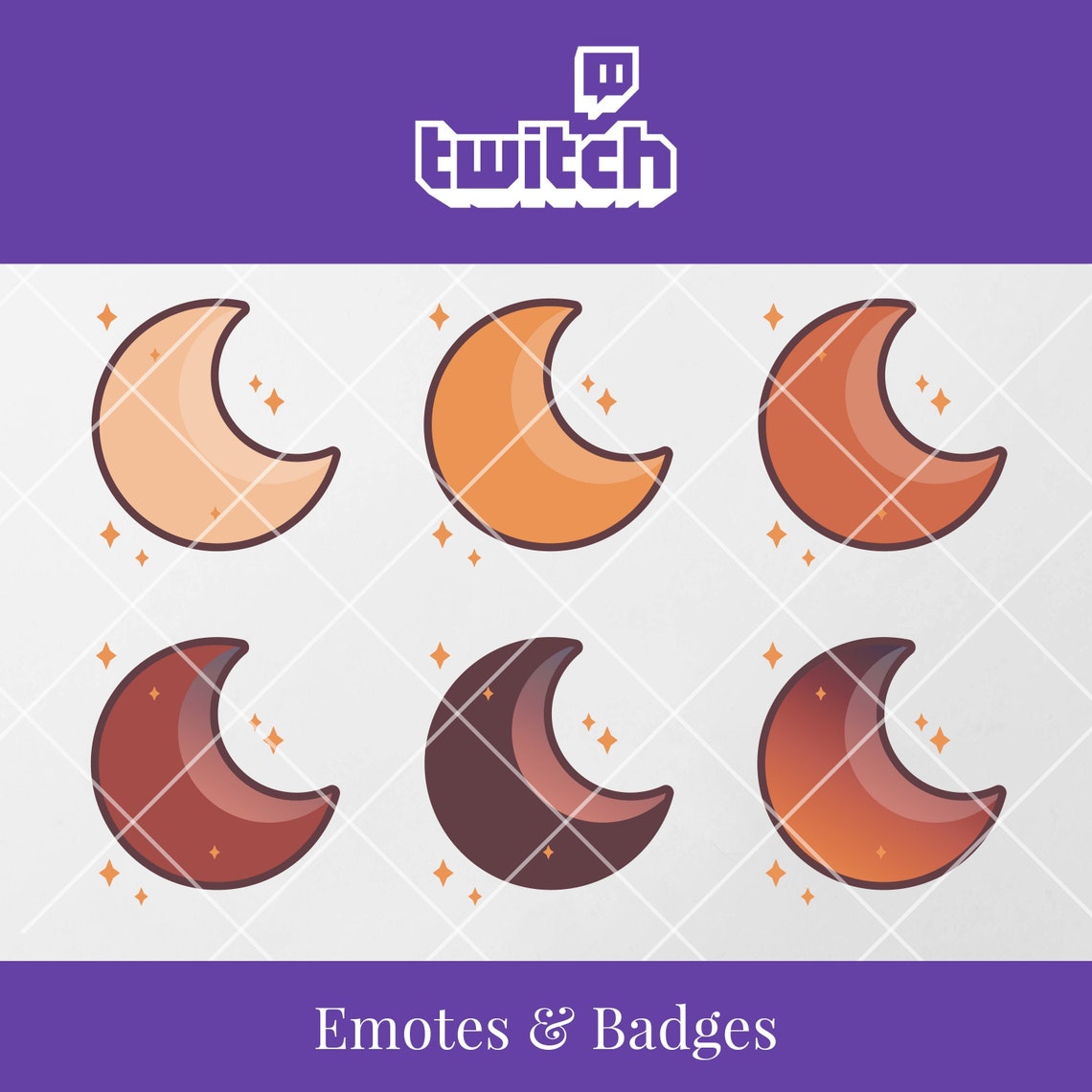 Twitch Emotes, Cheer Bit & Subscriber Badges Moons Instant Download - Etsy